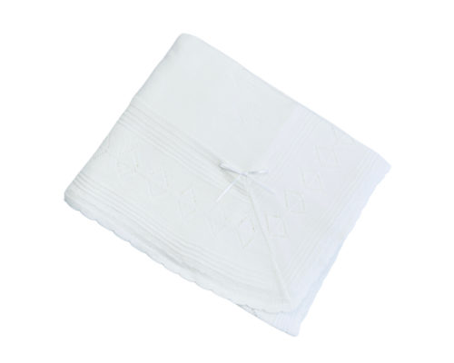 Manta Tejida Baby Leaves Blanca • Moonwear